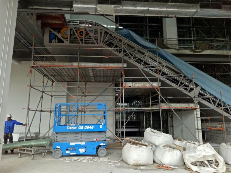 Scaffold for Installation of Escalator @ Soon Lee Rd | Uniscaffold Pte Ltd